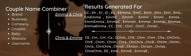 Couple Name Combiner Tool 💑 Free Name Combinations for Weddings 💖