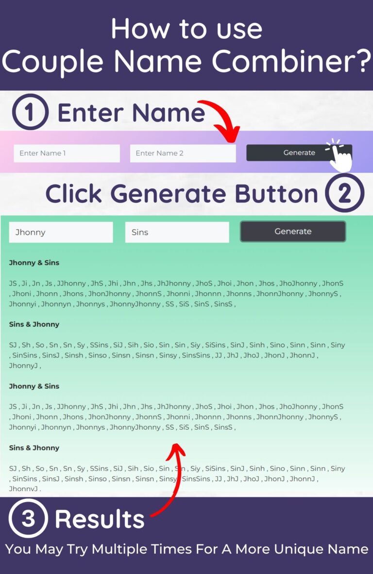 Couple Name Combiner Tool 💑 Free Name Combinations for Weddings 💖